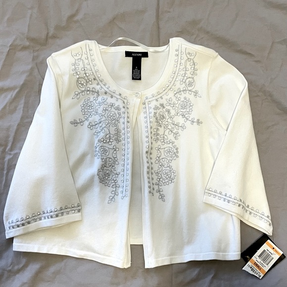 Sweaters | Silver And White Button Sweater | Poshmark